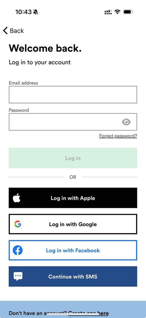 How do I log in to the Komp app?