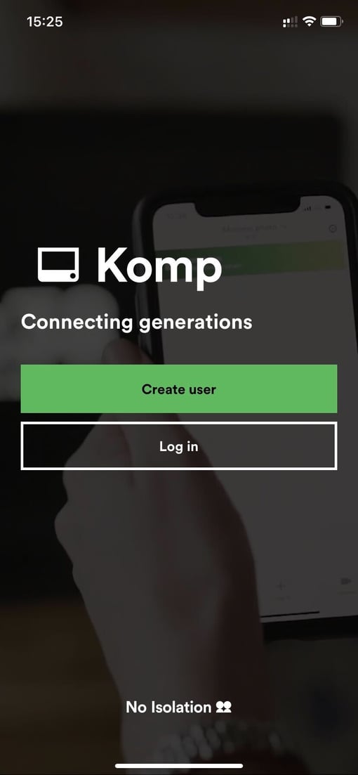 How do I log in to the Komp app?