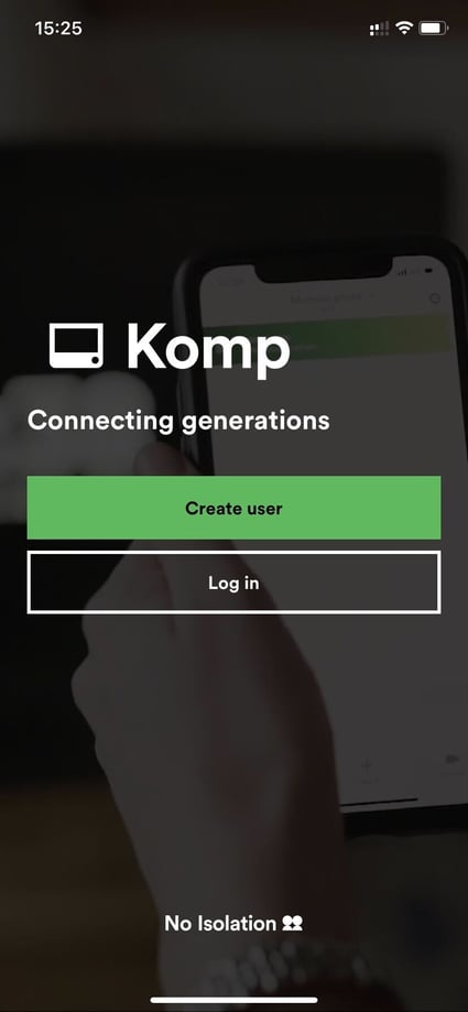 How do I log in to the Komp app?